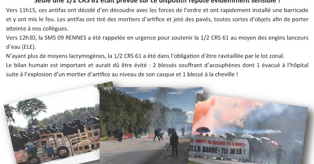 La CRS 61 mise en danger par manque d’anticipation - UNSA POLICE